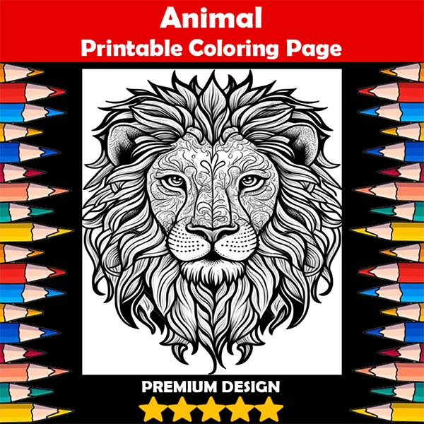 Beautiful Animal Printable Coloring Page For Teens and Adults Mindfulness