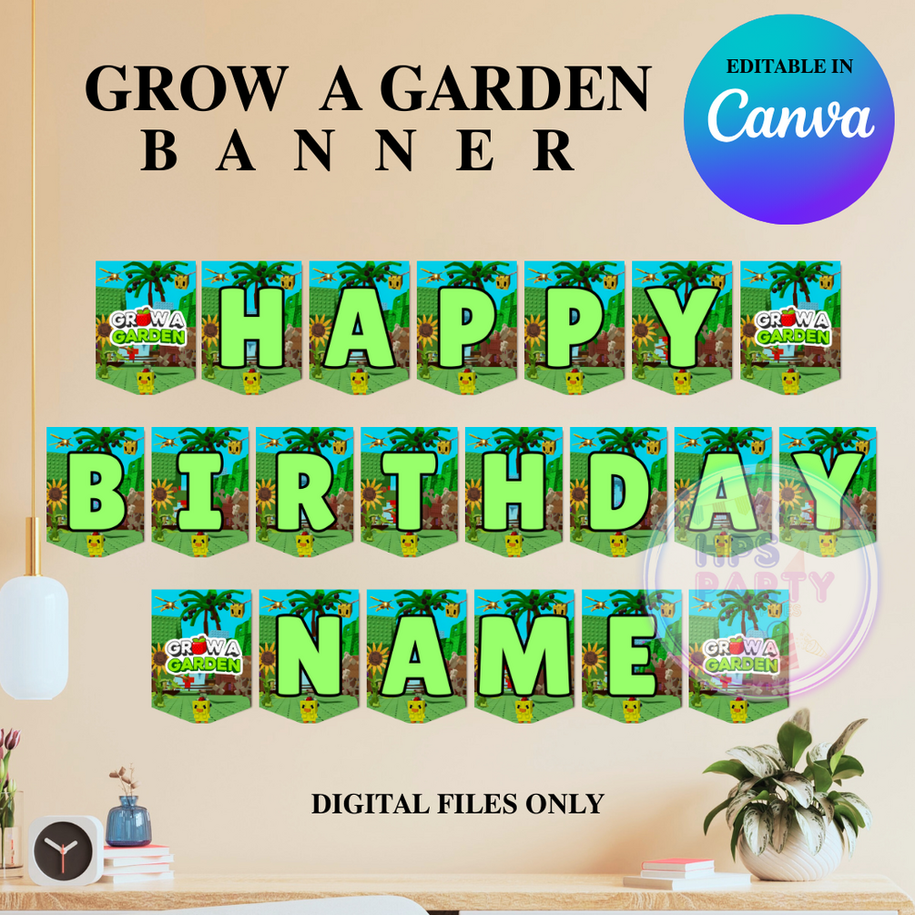 Grow A Garden Banner Editable Birthday Grow A Garden Backdrop Banner