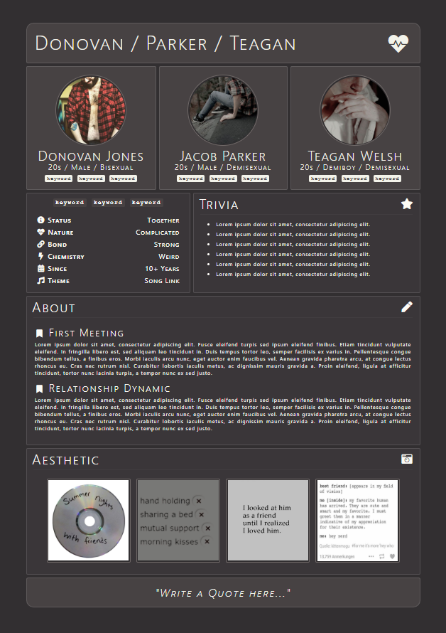 Toyhouse // Relationship Cards (3 Versions) [HTML]