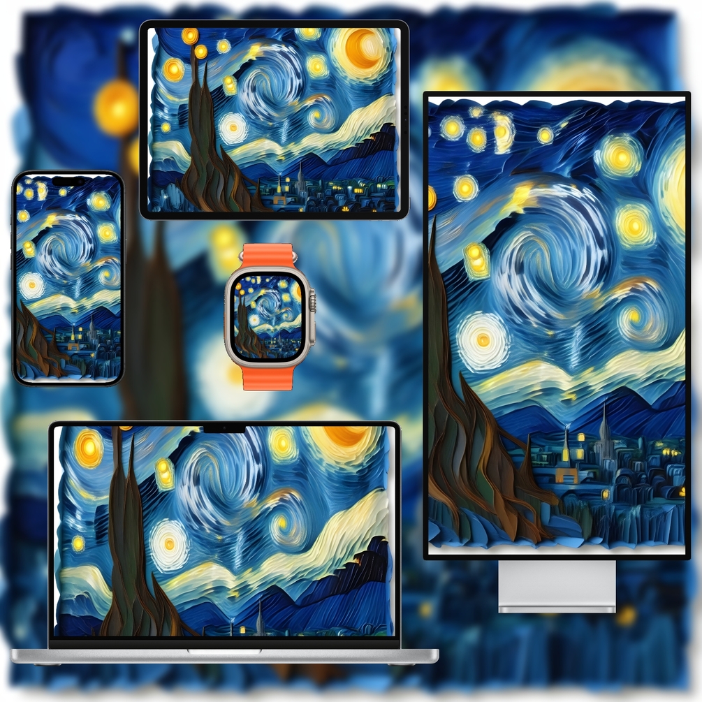Papercraft 'The Starry Night' 3D Wallpaper Pack - Optimized for All Devices