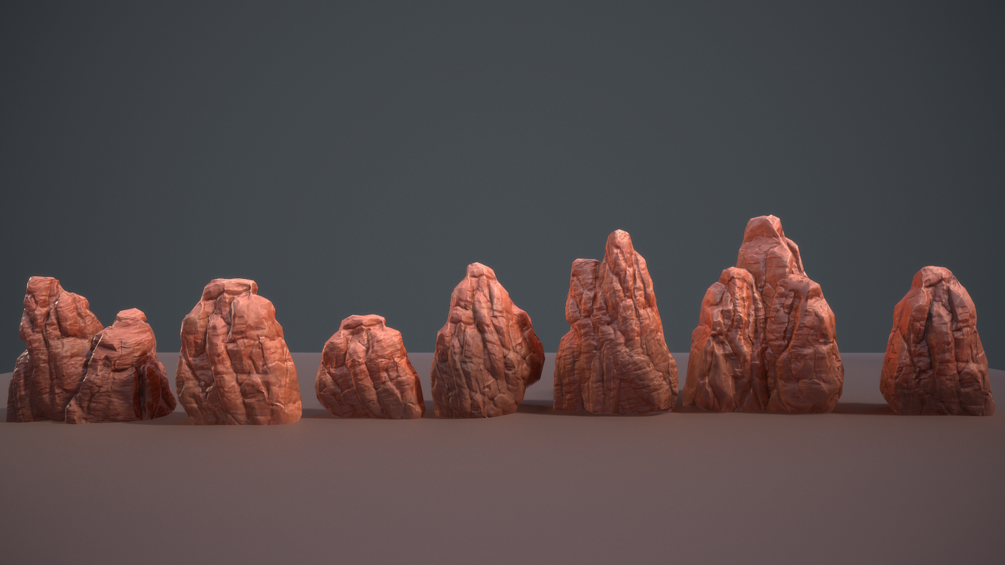 Lowpoly desert rock set