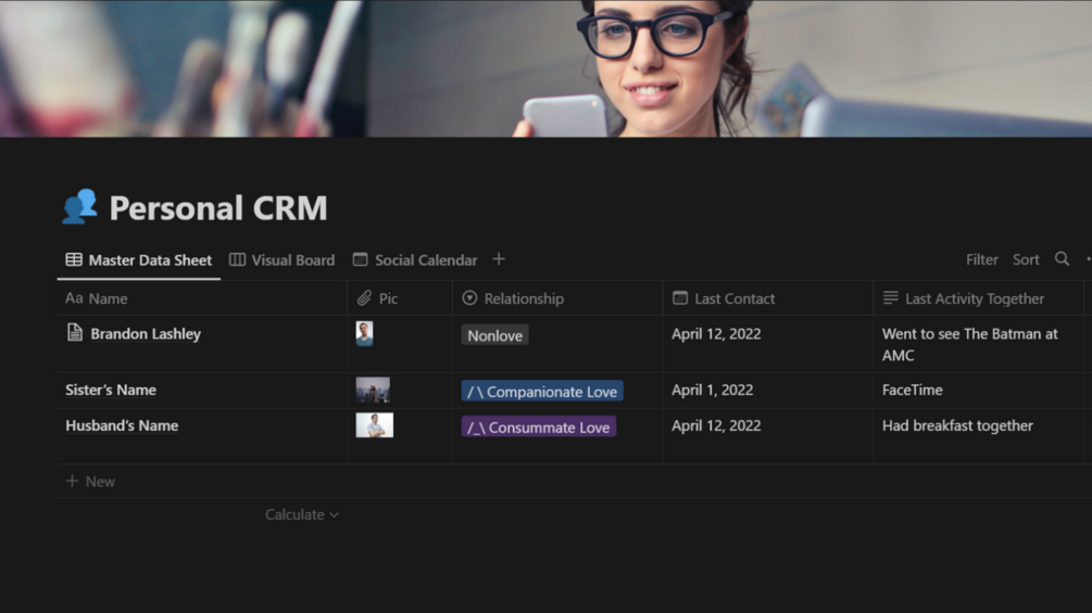 Personal CRM with Hangout Record Notion Template