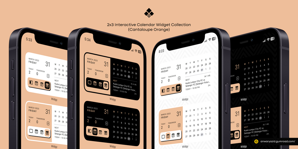 2x3 Interactive Calendar Collections - Cantaloupe Orange