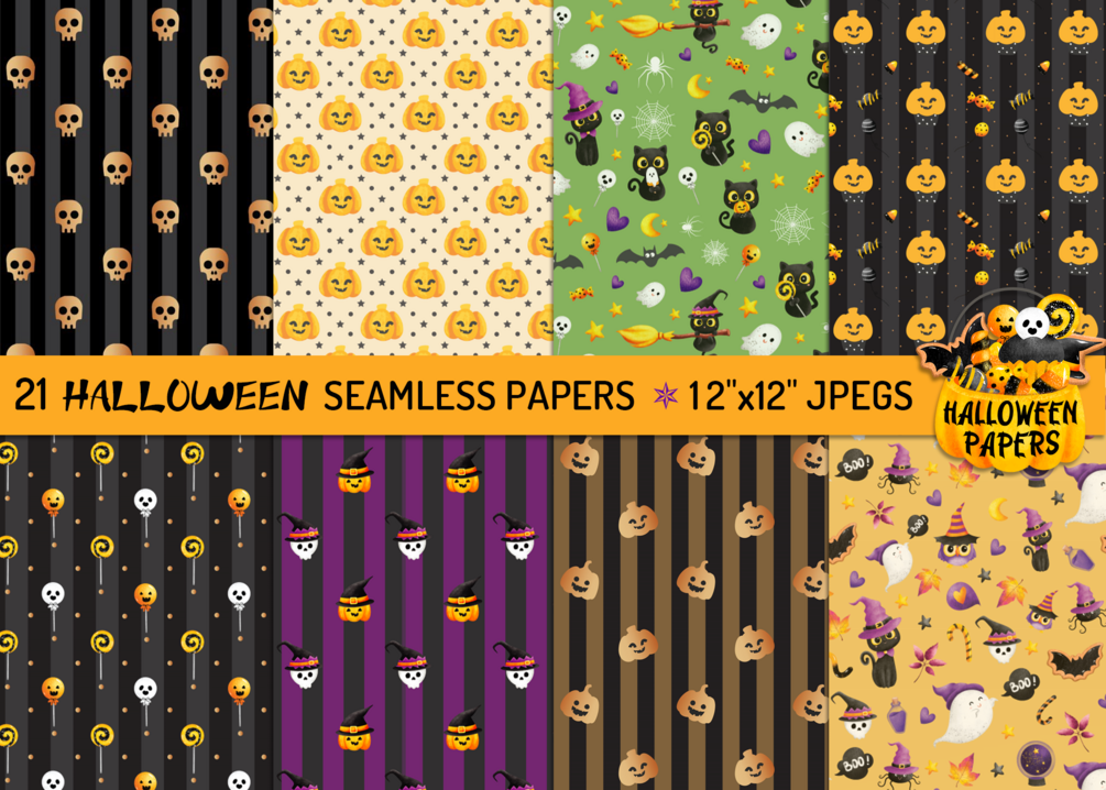 Halloween Digital Paper, Trick or Treat Scrapbook Papers, Boo Wallpaper ...