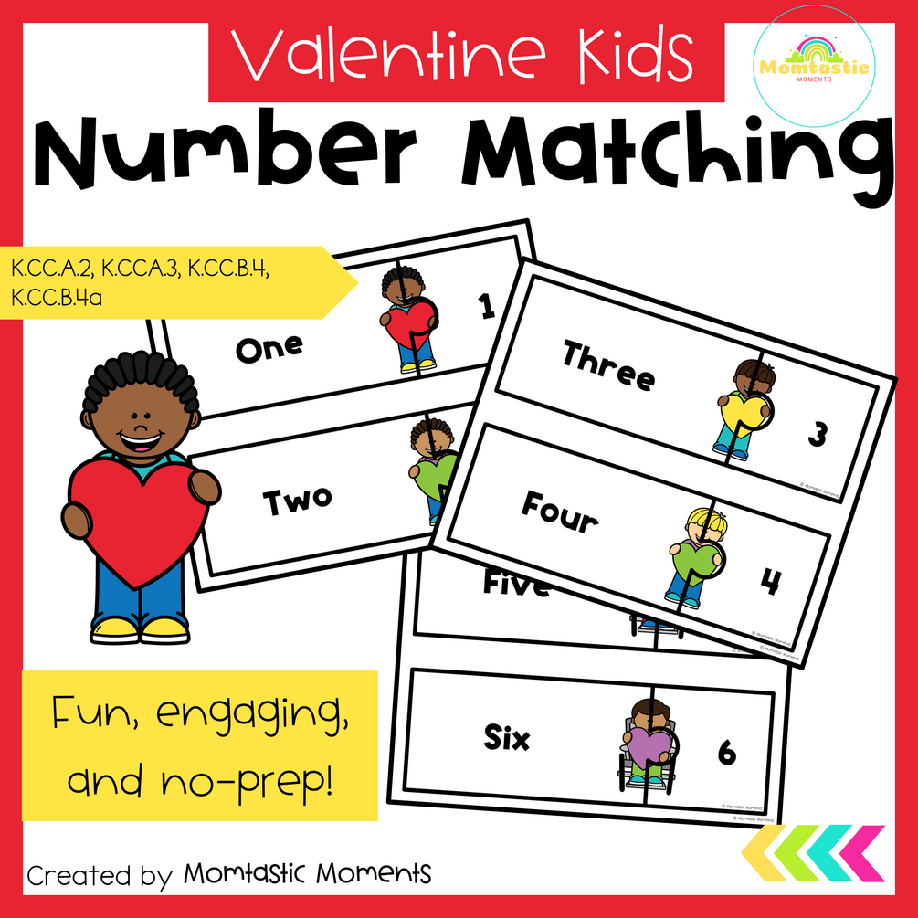Number Puzzles (Numbers 1-20) Valentine Kids Themed Number Matching