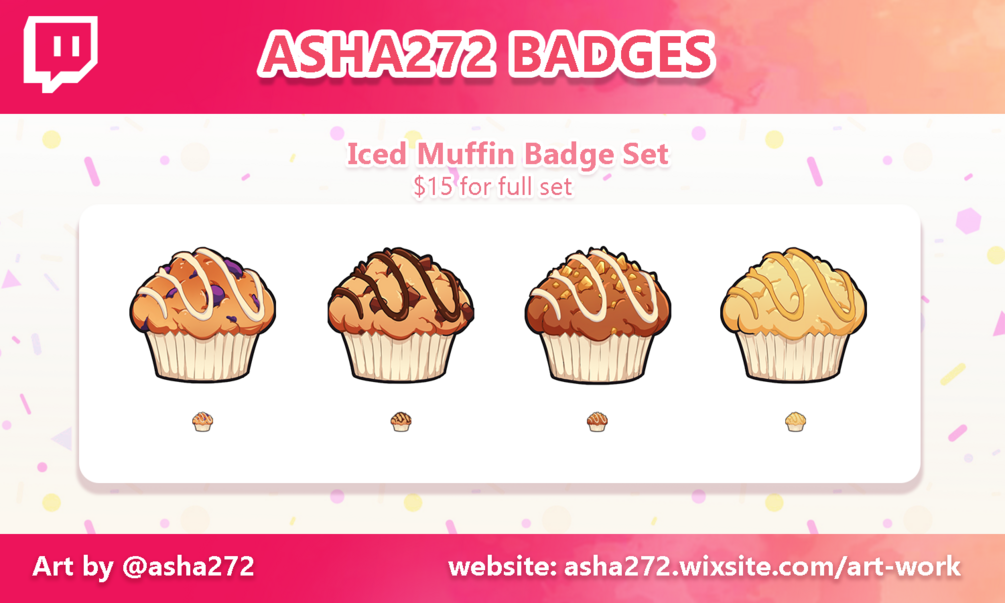 Tasty Iced Muffin Sub Badges for Twitch or YouTube