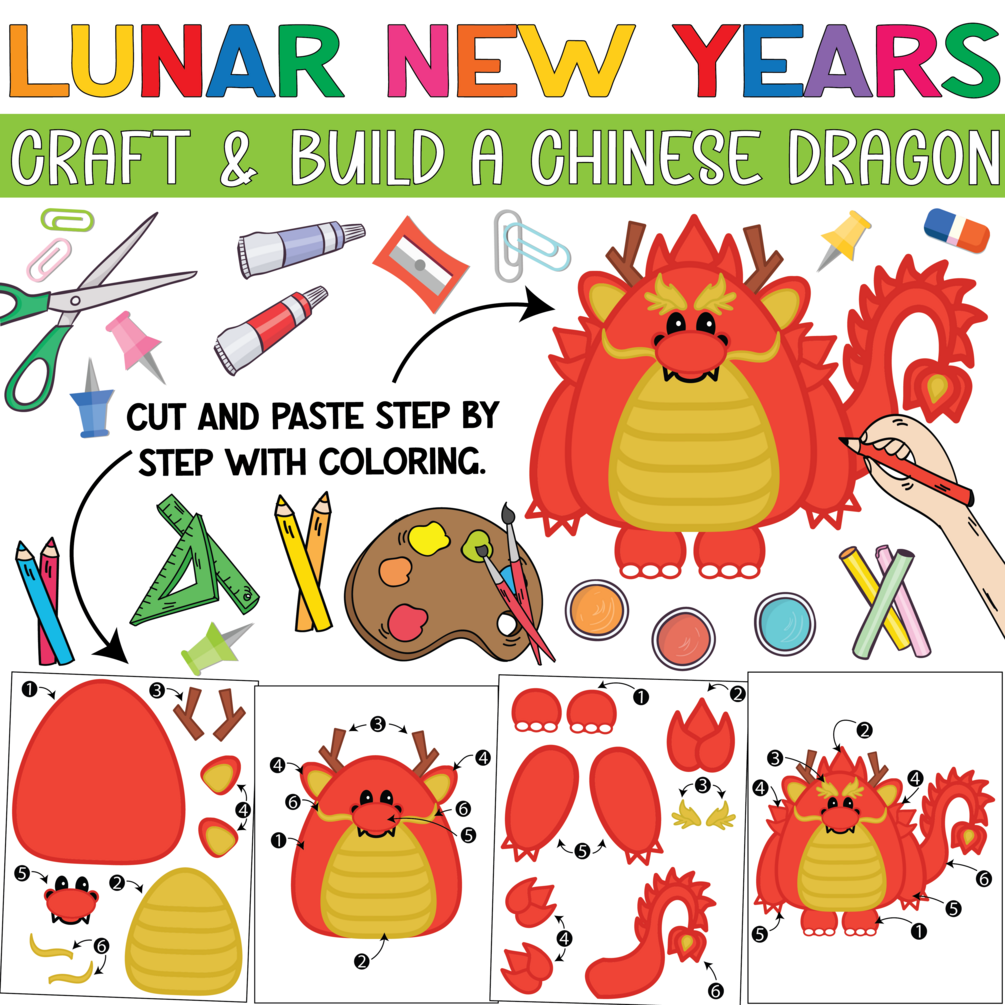 Build a Chinese Dragon - Lunar New Year 2025 Printable Craft!