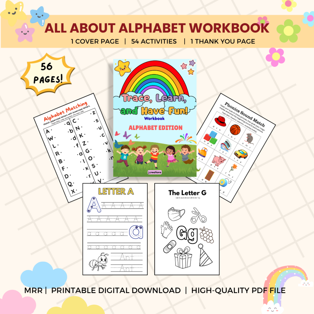 J.CREATIONS:TRACE,LEARN,AND HAVE FUN-KIDS WORKBOOK BUNDLE