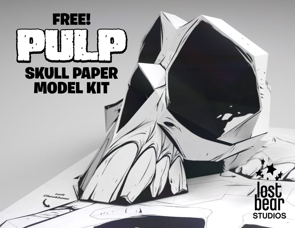 PULP Skull Paper Model Kit