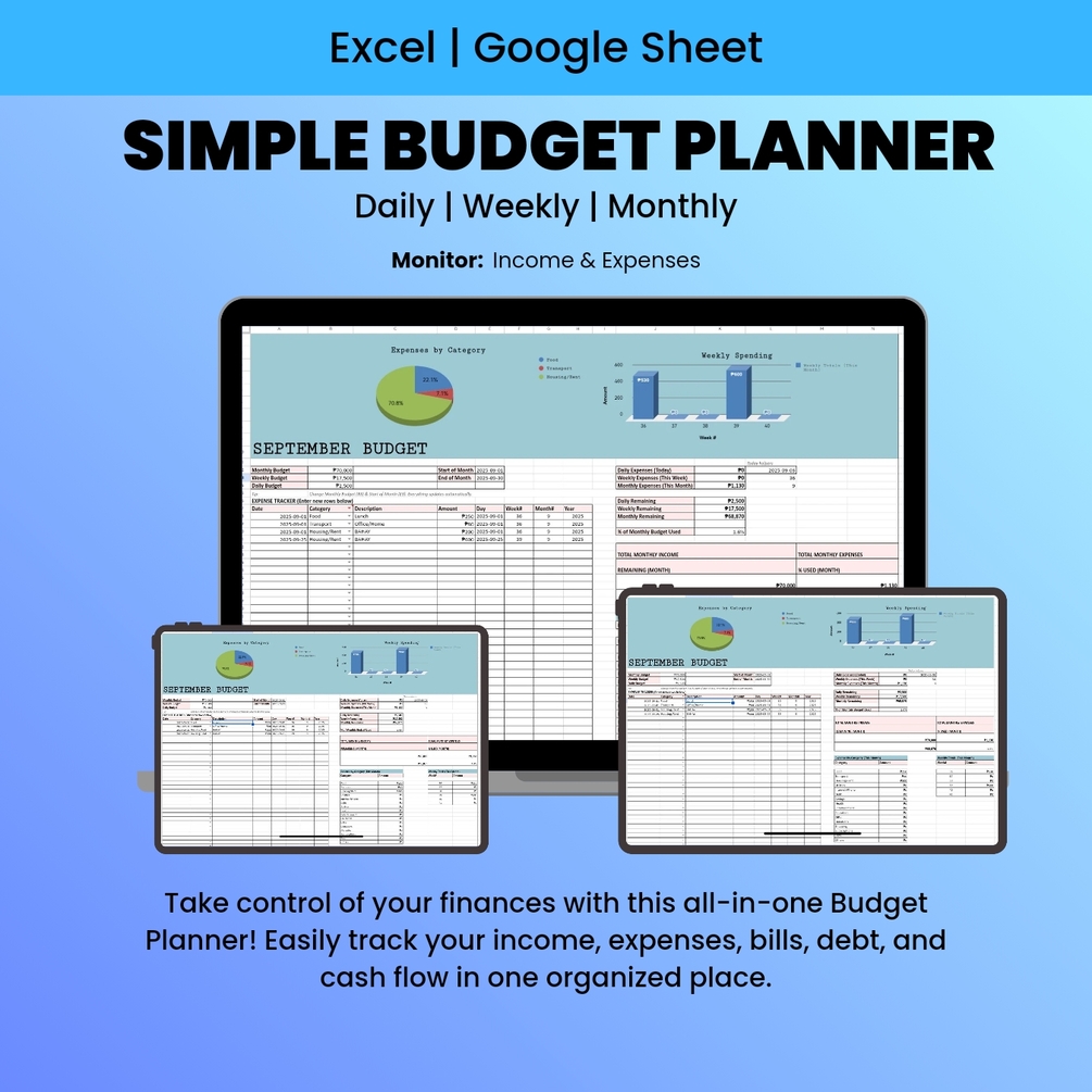 Budget Planner Excel & Google Sheets | Aesthetic Money Tracker ...