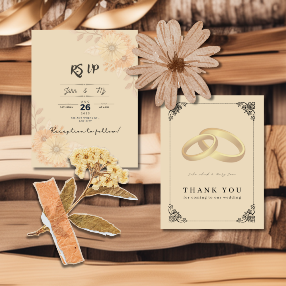 Rustic Wedding Invitation Template Set, Canva Editable Digital Invite ...