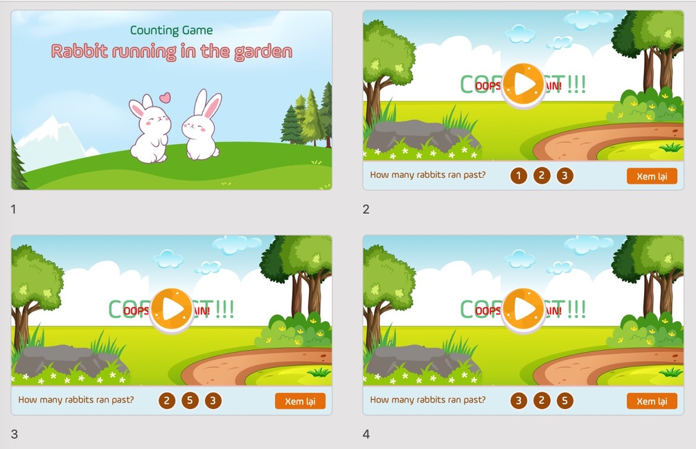 PowerPoint Game - Count the Rabbits running in the garden