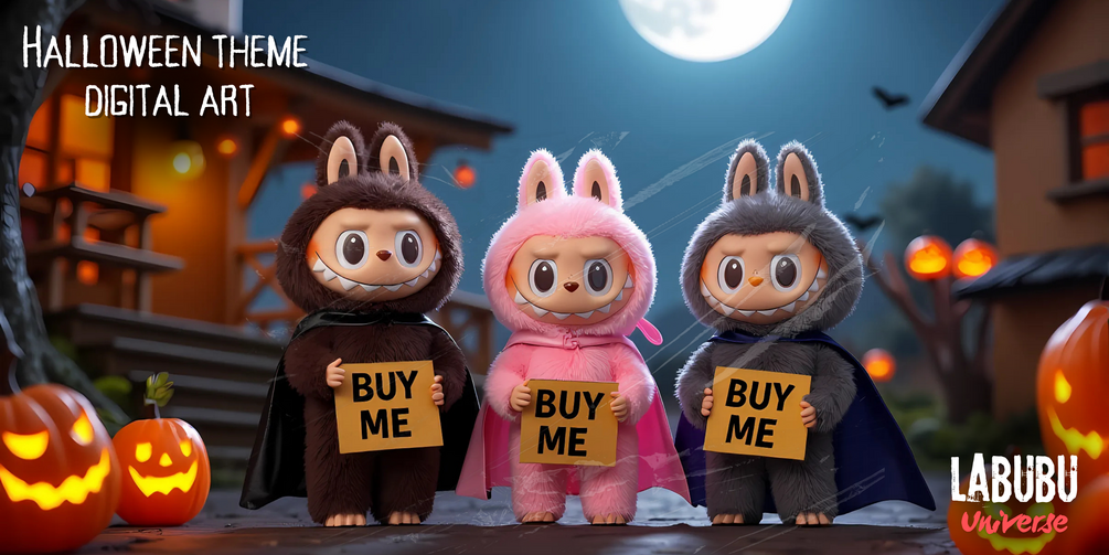 3D High Quality Labubu Halloween Theme Stickers!