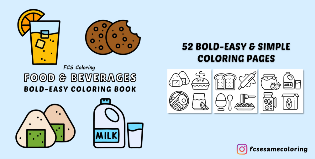 [Printable] Food and Beverages Fun Coloring Pages For Kids and Adults ...