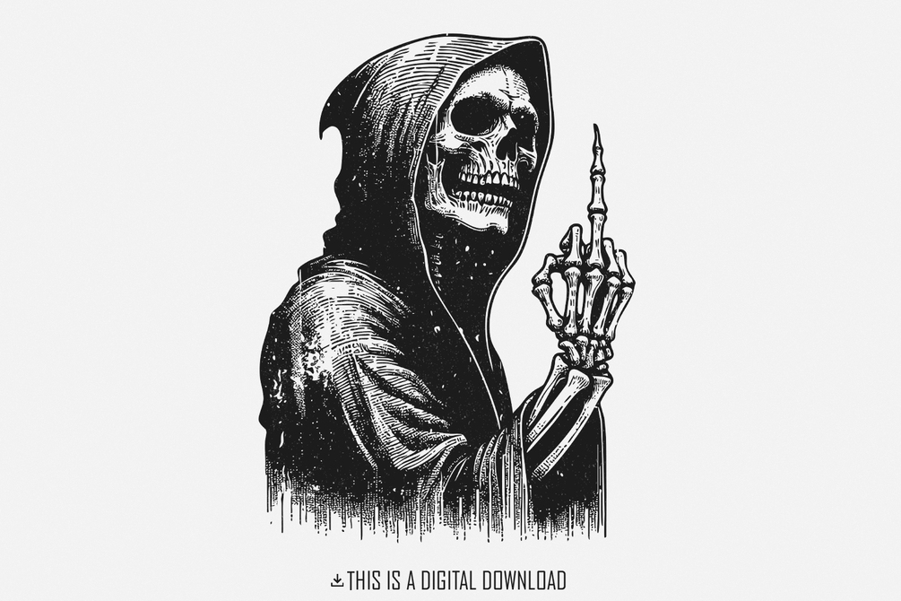 Grim Reaper Skull PNG, Middle Finger Skeleton png, Death Angel Vector ...