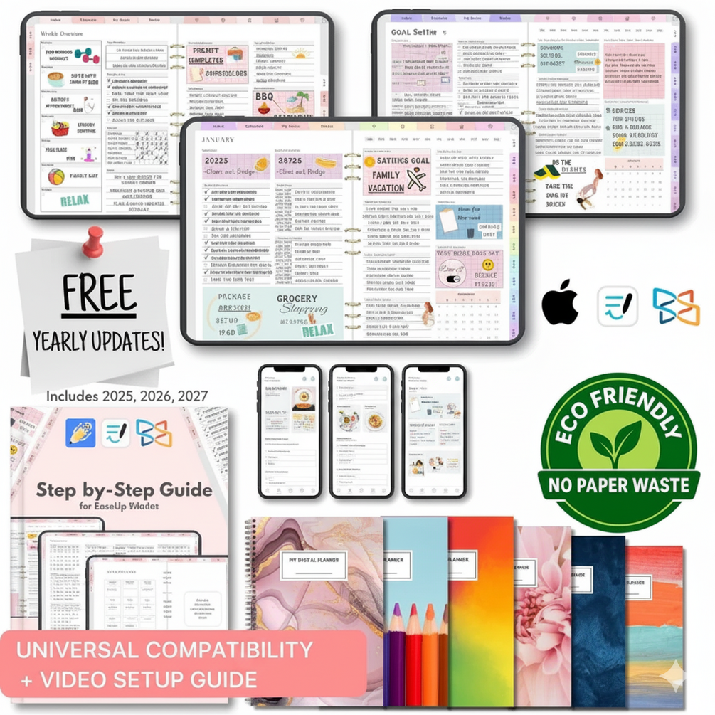 All-in-One Digital Planner 2025 2026 2027, Hyperlink Digital Planner ...