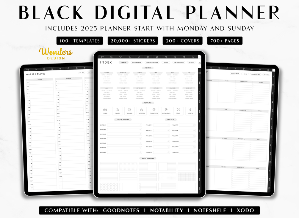 Digital Planner 2025, Digital Journal, Template