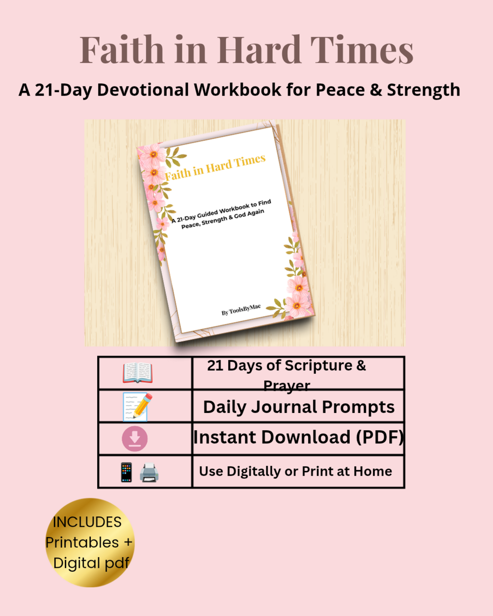 Faith in Hard Times: 21-Day Devotional Workbook (Printable + Digital)