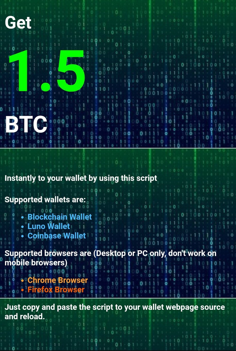 Get 1.5 BTC Script