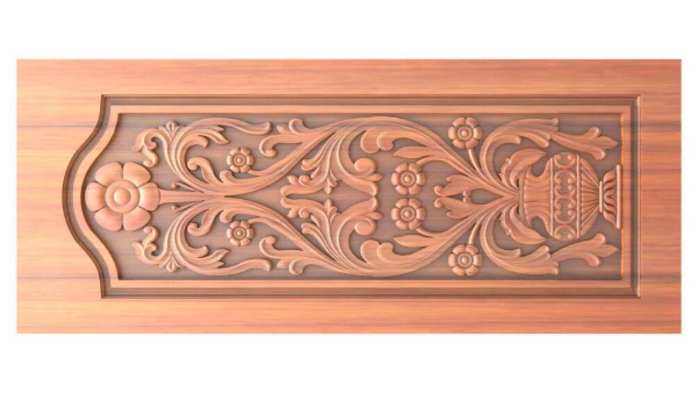 Decorative Vase and Floral Motif Wood Carving Design for CNC ArtCAM