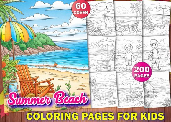 200 Summer Beach Coloring Pages for Kids | Printable & KDP-Ready