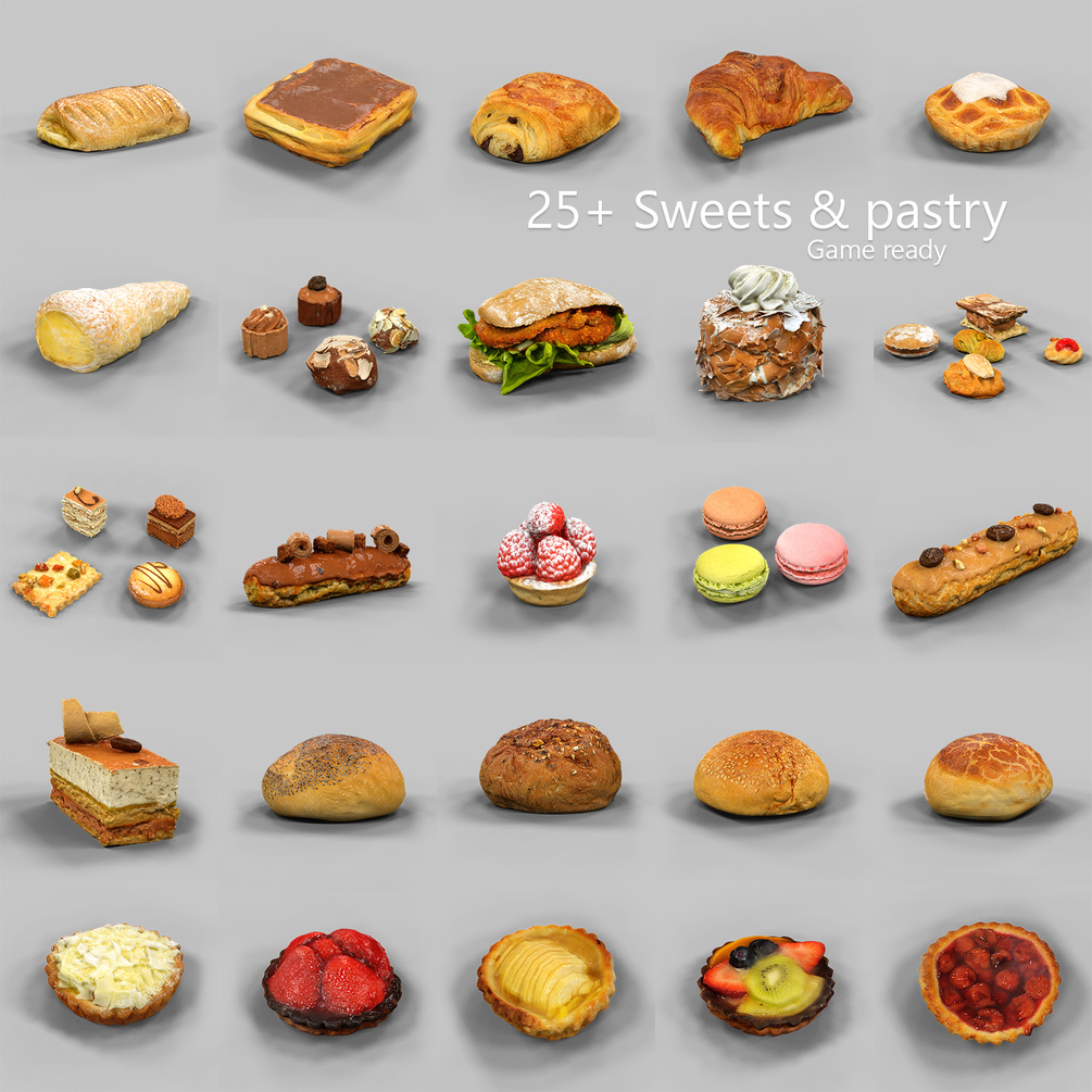 Sweeten up your Projects with 25 3D Scanned Sweets and Pastry Collection