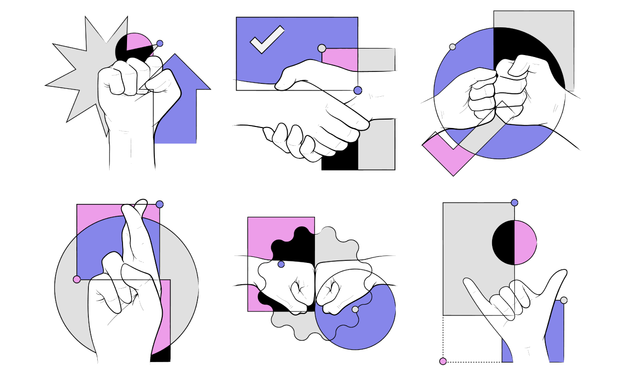 Hand Gestures illustrations - 120 Vector Elements