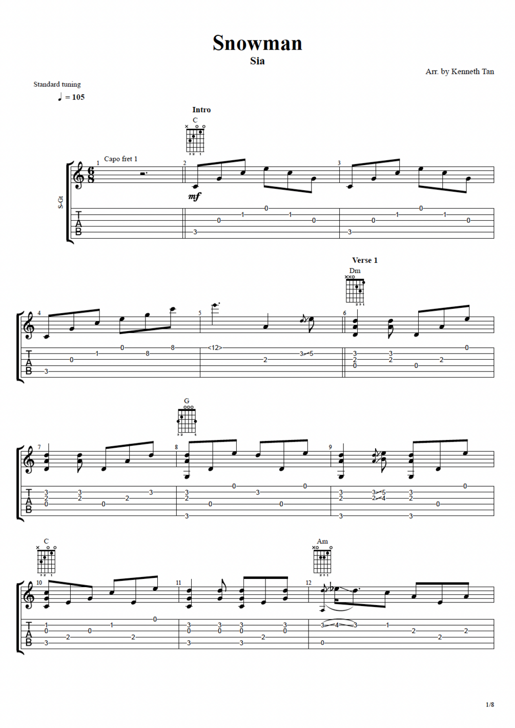 Snowman | Fingerstyle Guitar