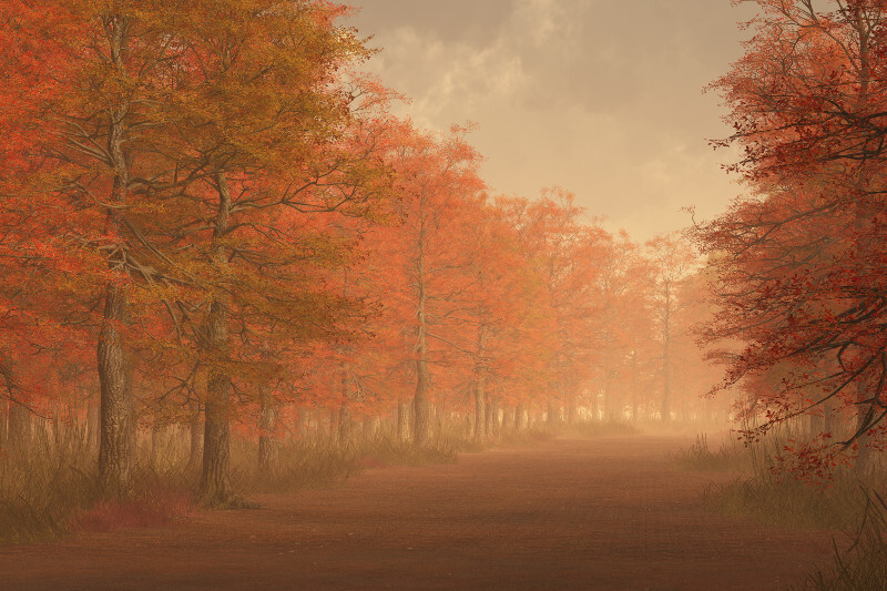 October Road Digital Art Background