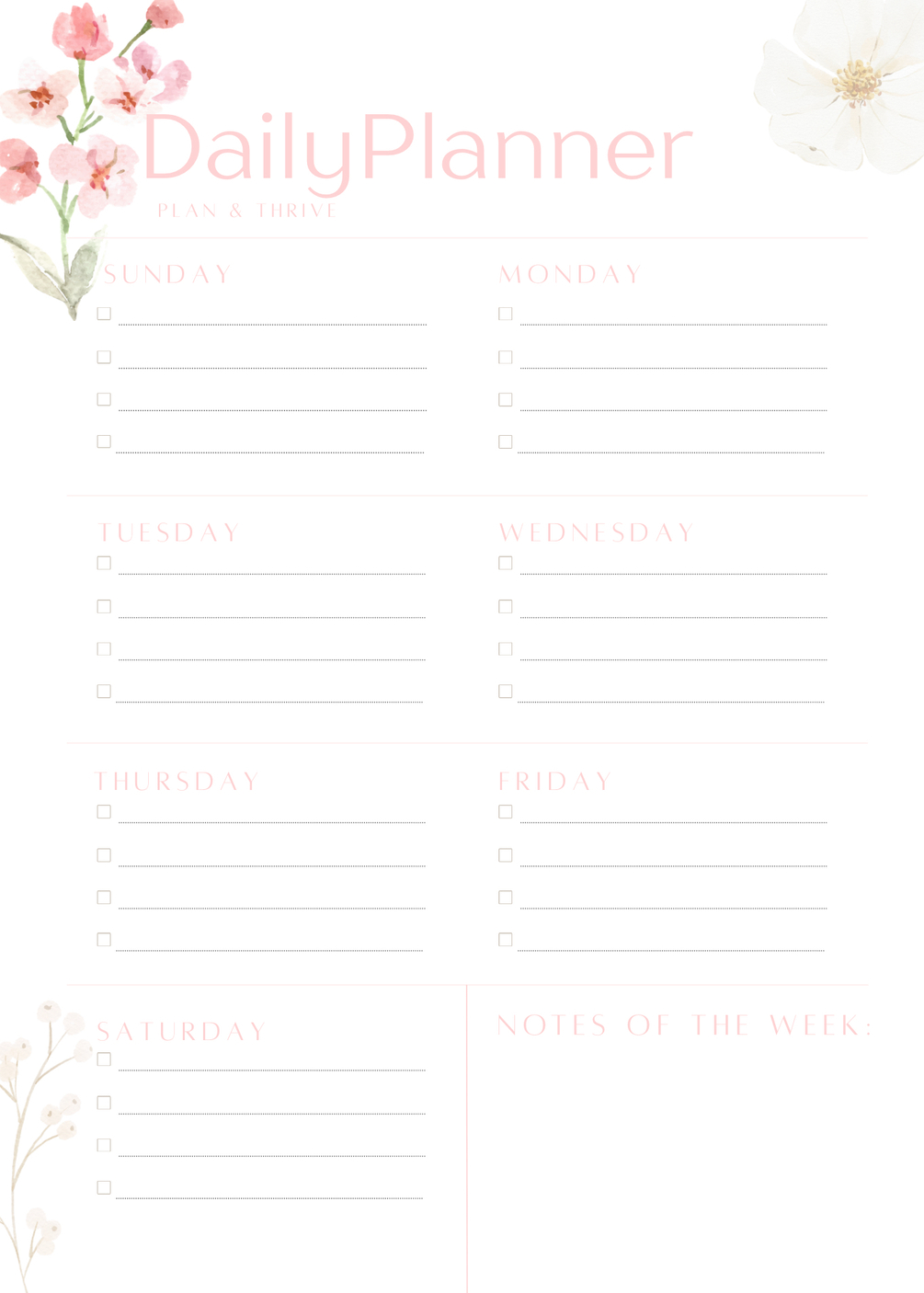 The Blossom & Thrive Weekly Planner