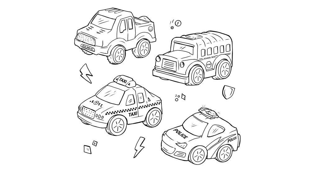 Set of 4 cute cars 🚗