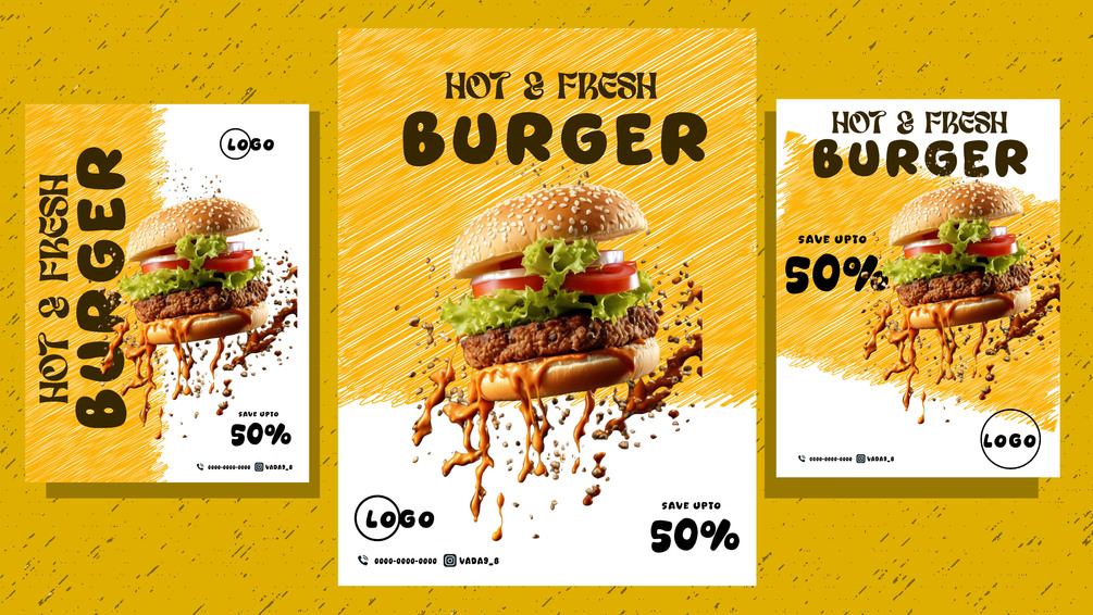 3 PSD and AI Burger Food Design Templates