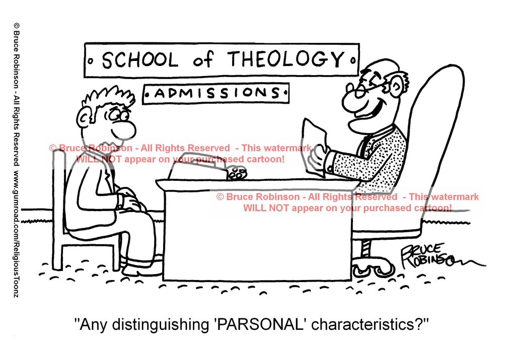 "Any distinguishing PARSONAL characteristics?" cartoon