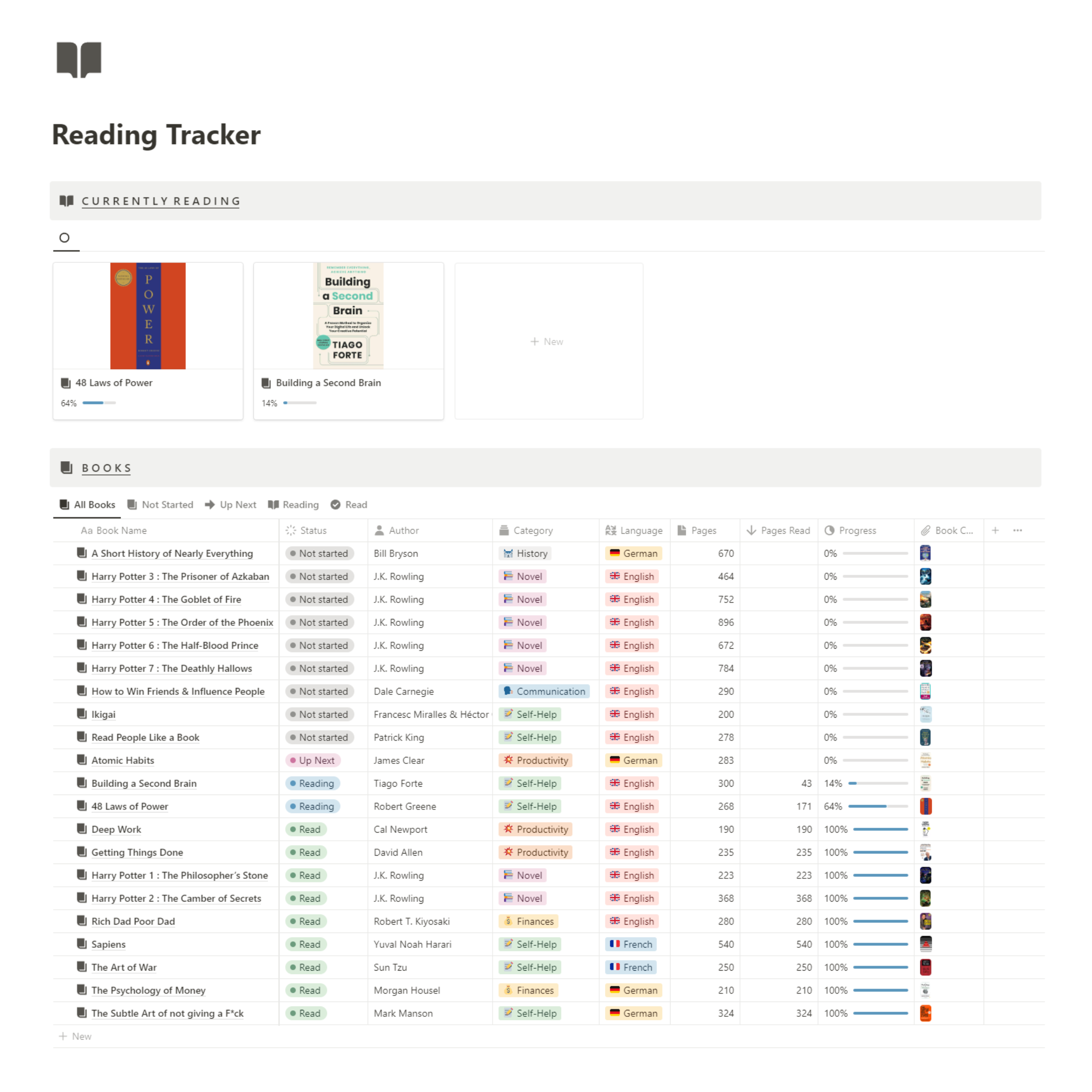 Notion Reading Tracker
