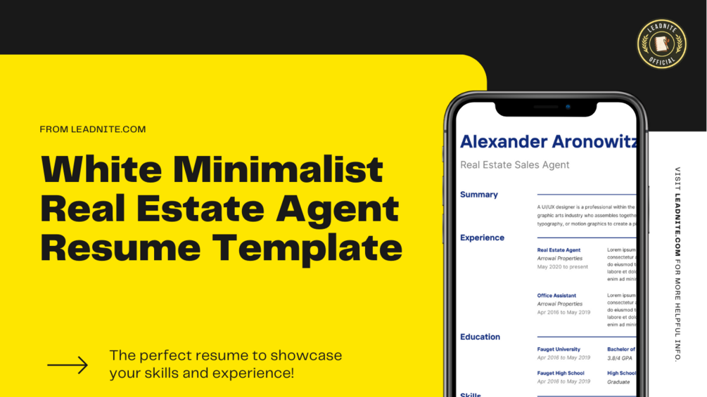 White Minimalist Real Estate Agent Resume Template
