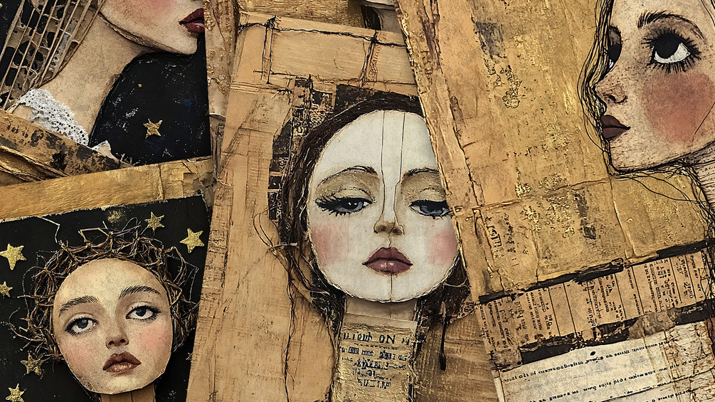 30 pc Gold Star Collage Girl Printable Junk Journal Half Papers for ...