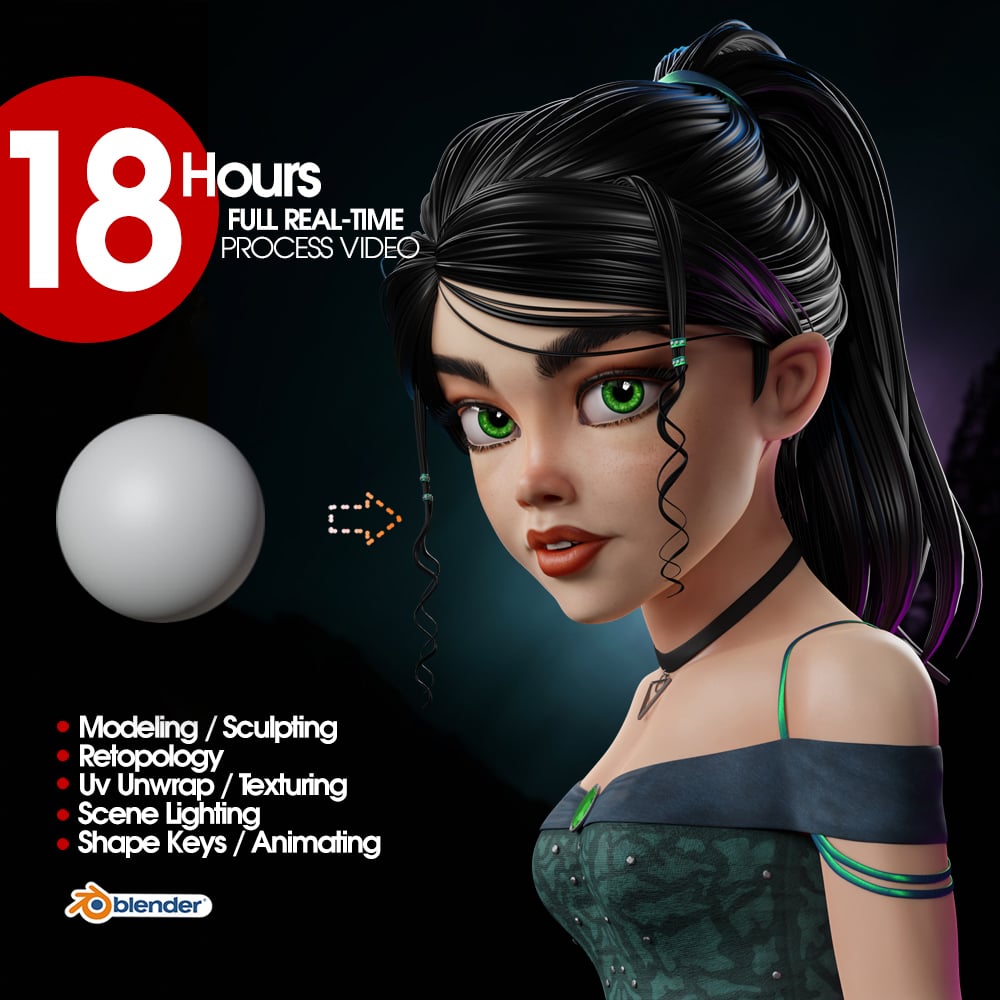 Juliet - Full 18 Hours Real-Time Process Video In Blender + Animating