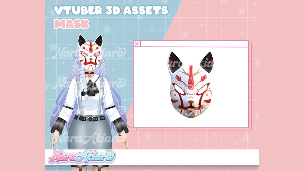 3D Vtuber Assets Mask V10 vroid commission, 3D assets ready to use ...
