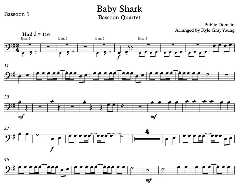 Baby Shark (bassoon quartet)