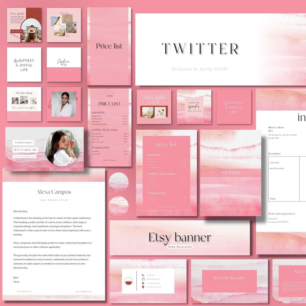 Pink branding template package