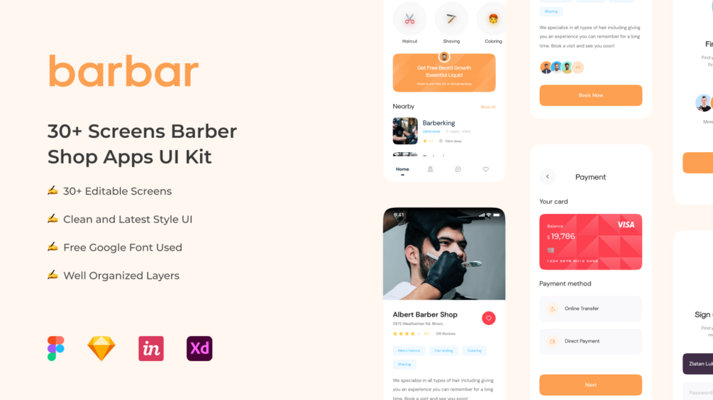 Barbar - Barbershop UI KIT