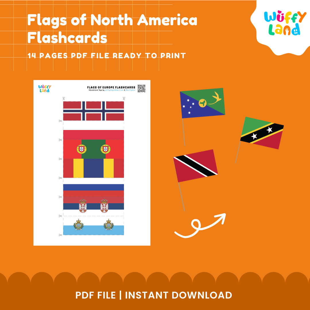 Explore North America: Printable Flags Flashcards for Kids ...
