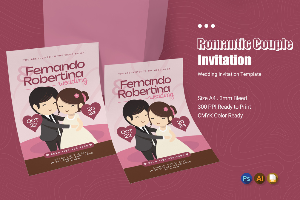 Romantic Couple Wedding Invitation