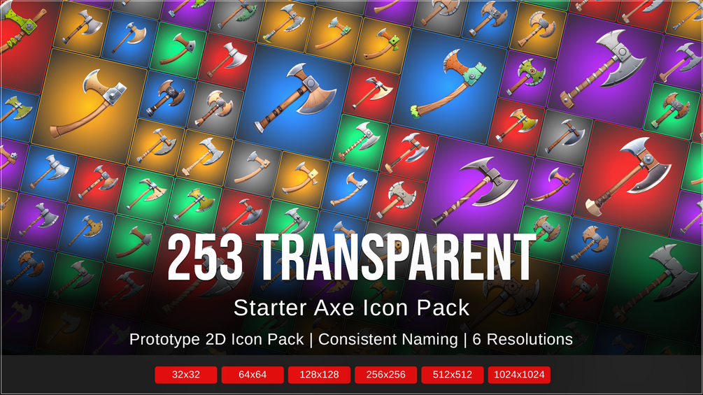PIXU3D - 253 Transparent Starter Axe Icon Pack