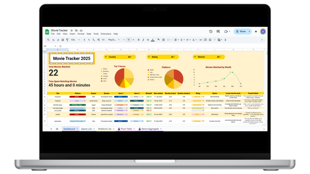 Movie Tracker Google Sheet — Organize & Track Your Watchlist Easily!