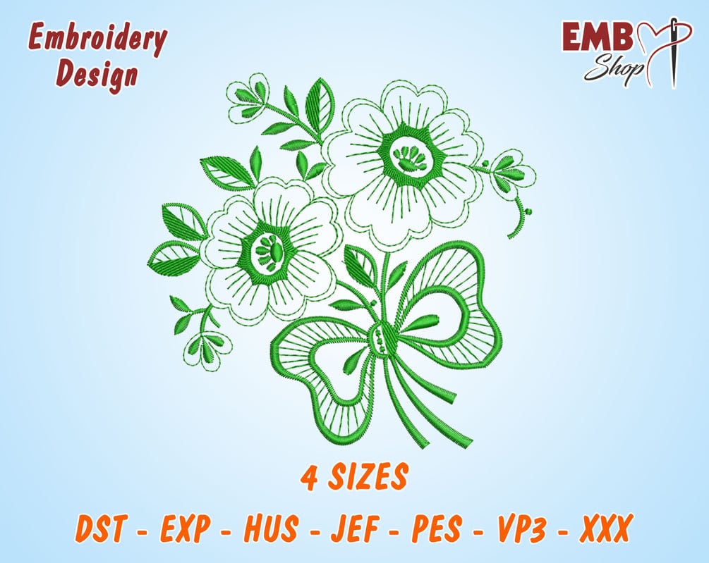 Embroidery Design File beautiful flowers - Emb dst jef pes exp designs 254