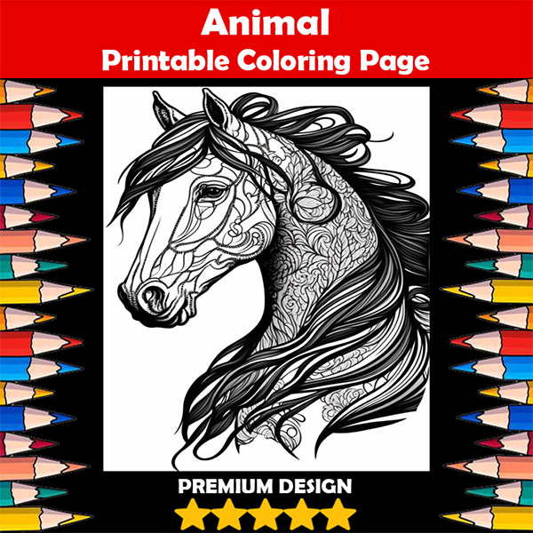 Beautiful Animal Printable Coloring Page For Teens and Adults Mindfulness