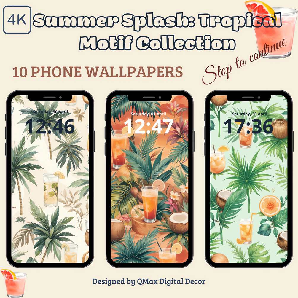 Summer Splash Tropical Motif Collection – Phone Wallpapers