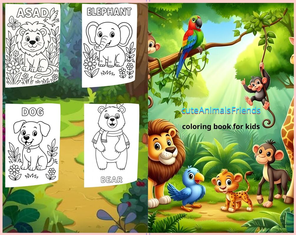 cute Animals Friends coloring book for kids _E_book