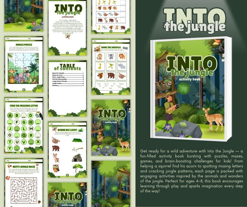 Into the Jungle- Activity Book for kids!